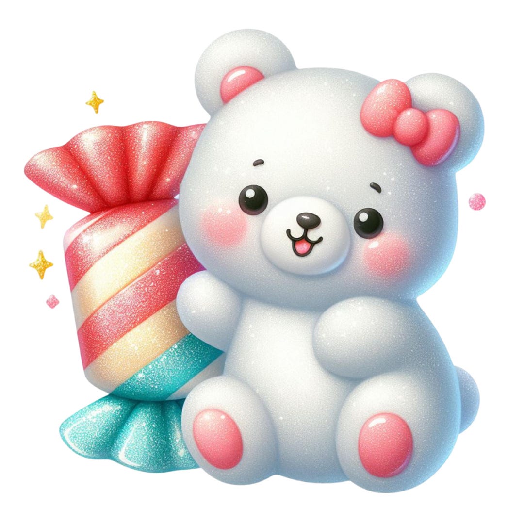 4X Cute Gummy Bear Stickers Watercolor Candy Colors Funny Decoration ...