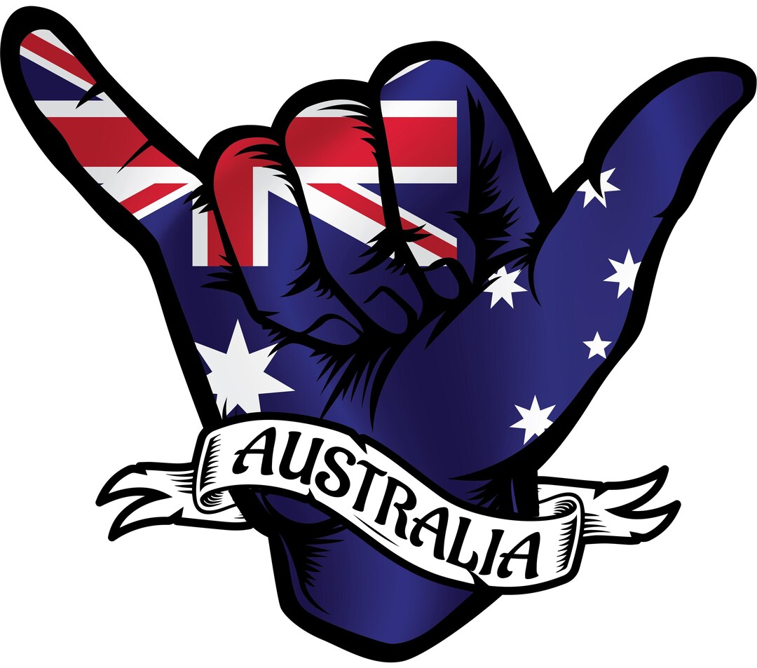 5X Australia Sticker Set, 5 Pieces, Shaka Hand Flag Car Stickers ...
