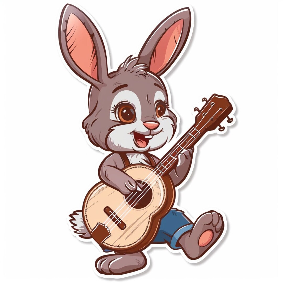 Car Sticker Rabbit Playing Banjo Sticker Weatherproof Outdoor Vinyl - Etsy
