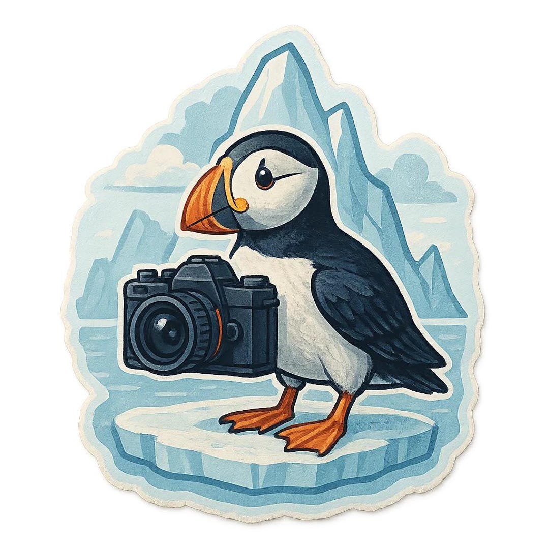 Puffin Sticker With Camera Funny Comic Sticker for Photographers, North ...