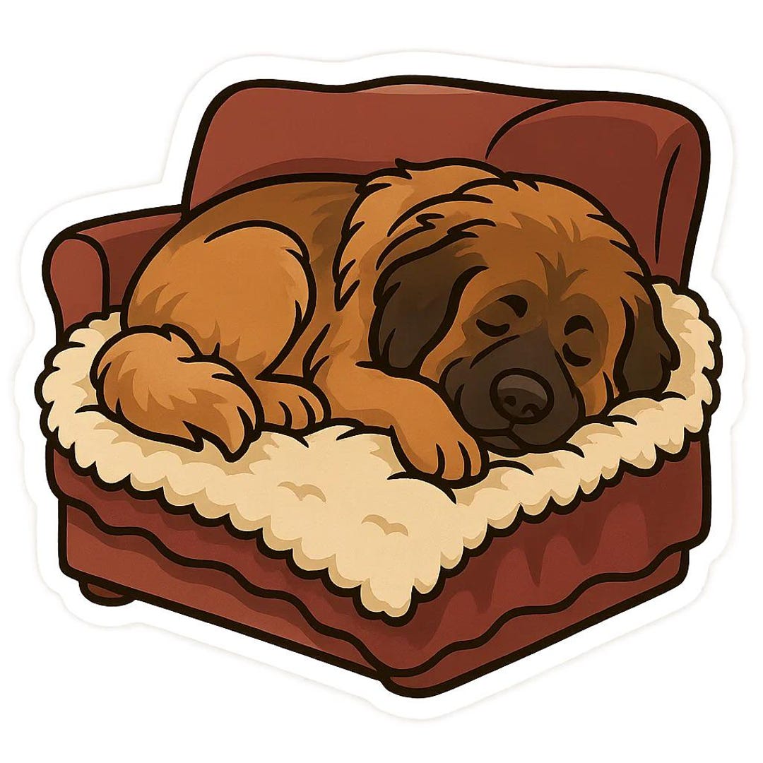 Leonberger Sticker on the Sofa With Blanket Comic Sticker for Dog ...