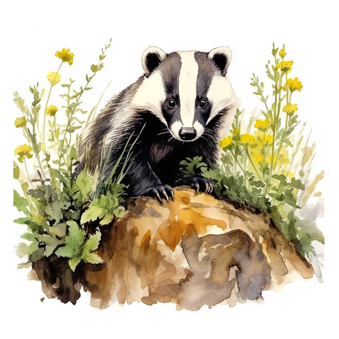 Car Decal Sticker Adorable Badger Watercolor Decal Weatherproof Outdoor ...