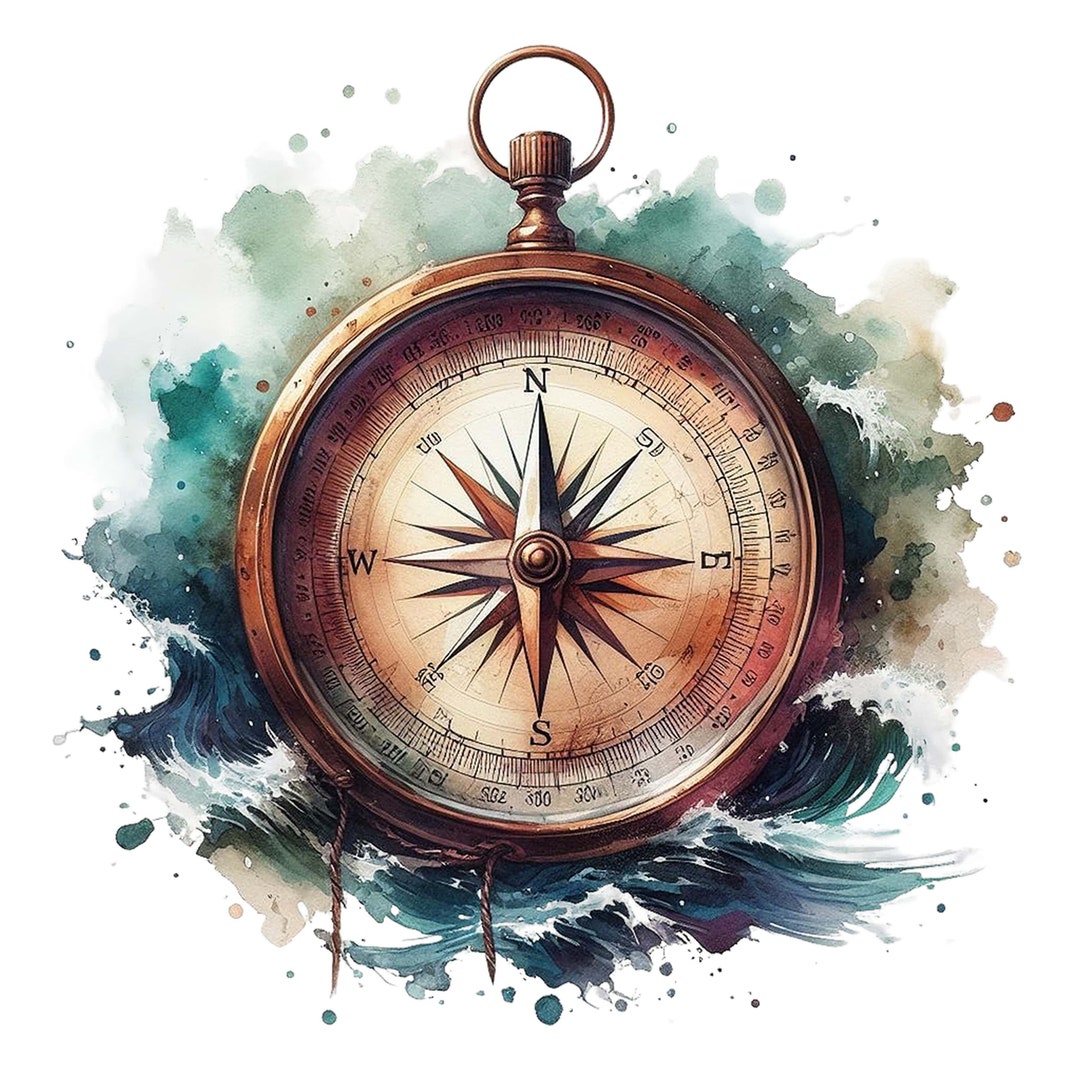 Beautiful Watercolor Compass Sticker Nautical Sticker for Car Laptop ...