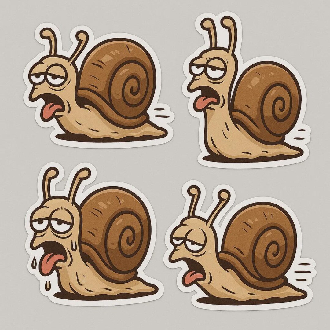 Exhausted Running Snail 4 Sticker Set Funny Sticker for Laptop Car ...