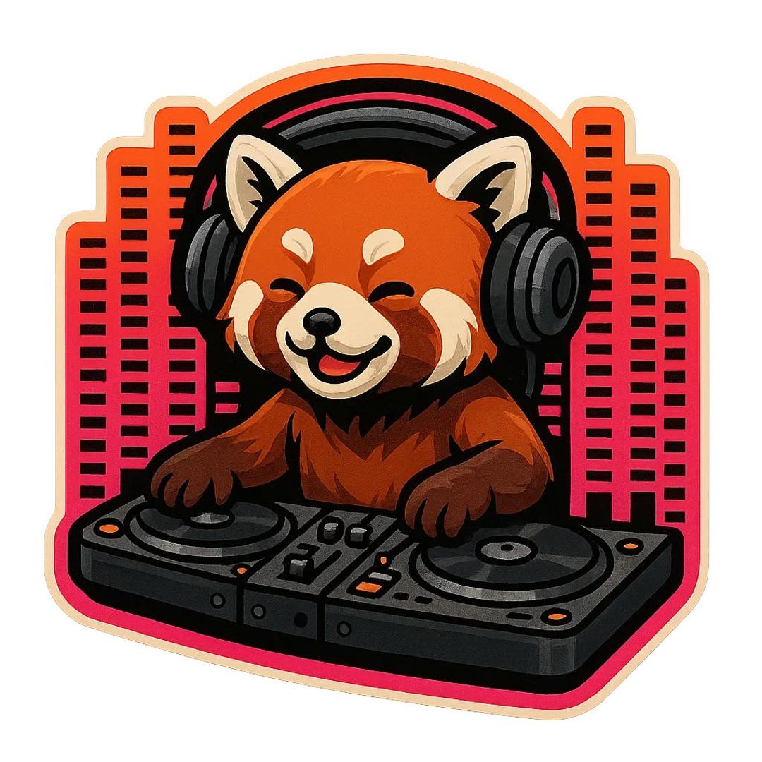 Red Panda DJ Sticker With Turntables Funny Laptop Sticker for Music ...