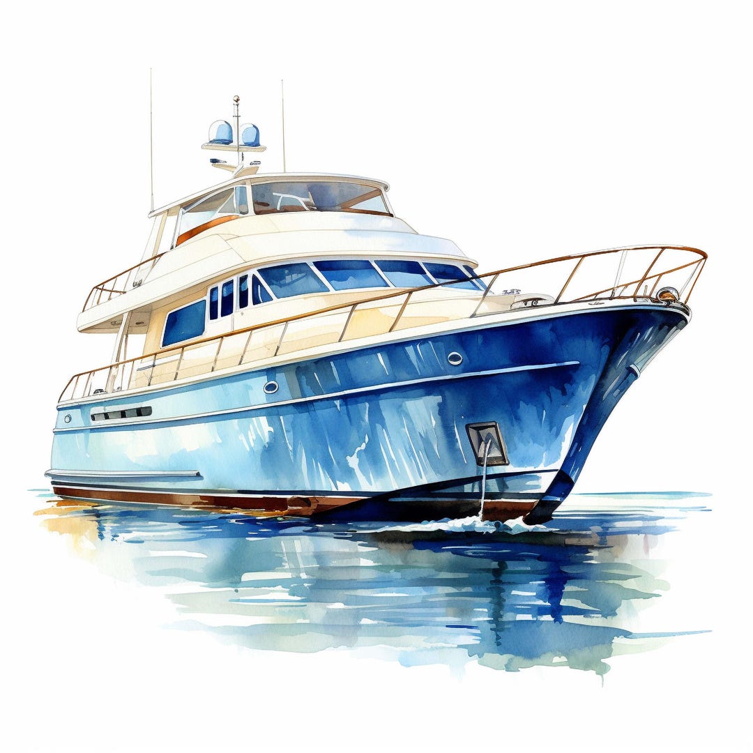 2X Watercolor Yacht Stickers Personalizable Outdoor Uv-resistant Vinyl ...