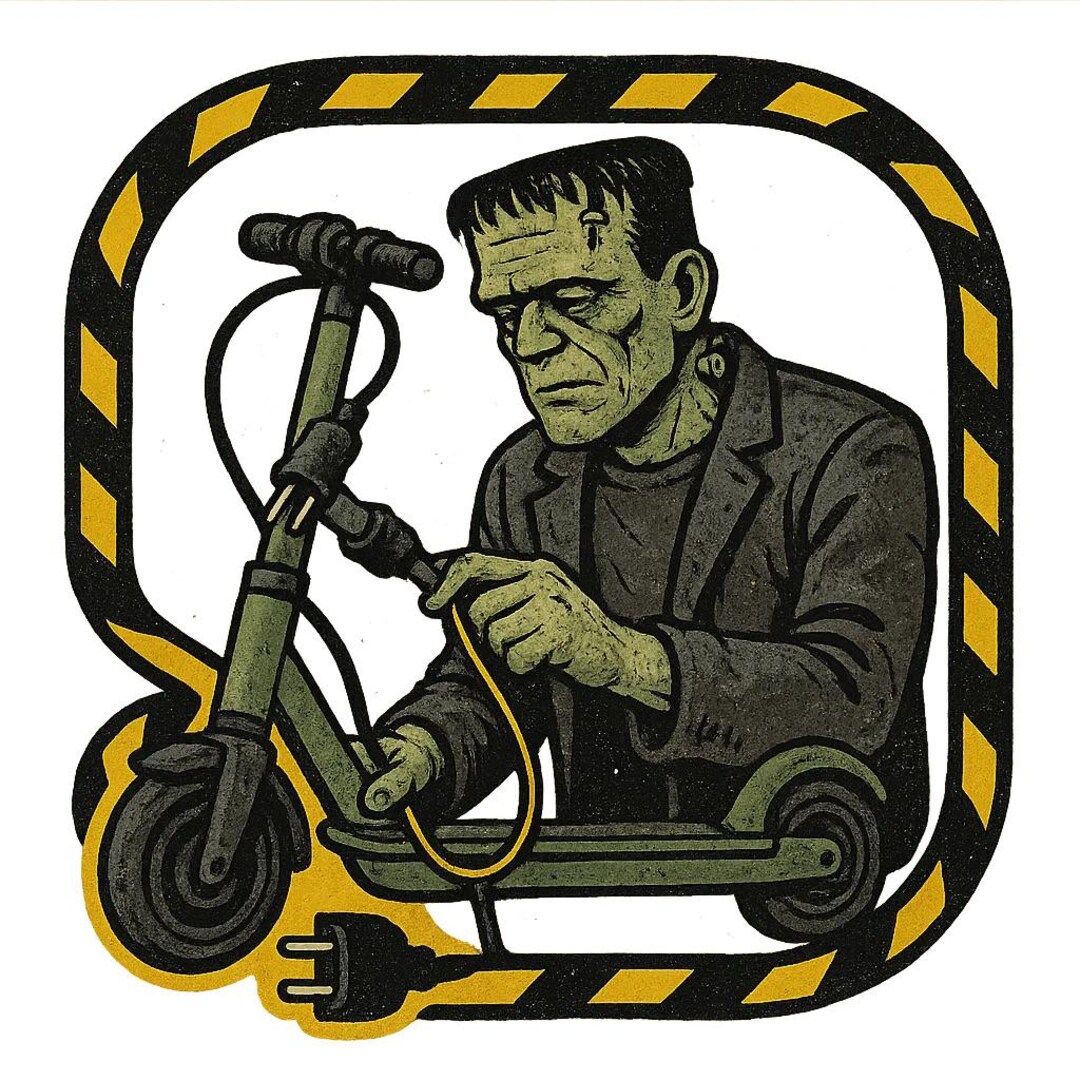 Frankenstein Sticker When Charging an E-scooter. Comic Stickers for ...