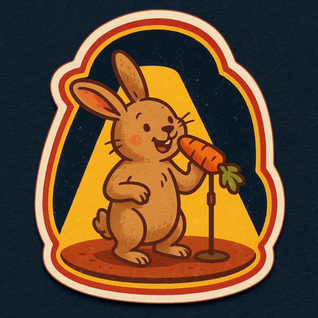 Rabbit Sticker With Carrot Microphone on Stage Funny Laptop Sticker for ...