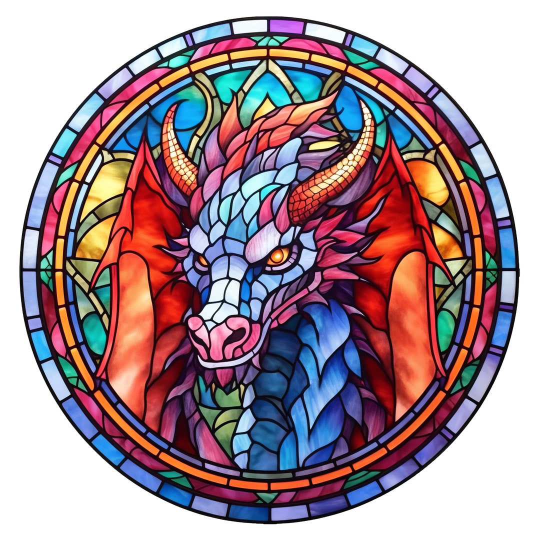 Stained-glass Dragon Sticker – Colorful Window Sticker & Wall Decal ...