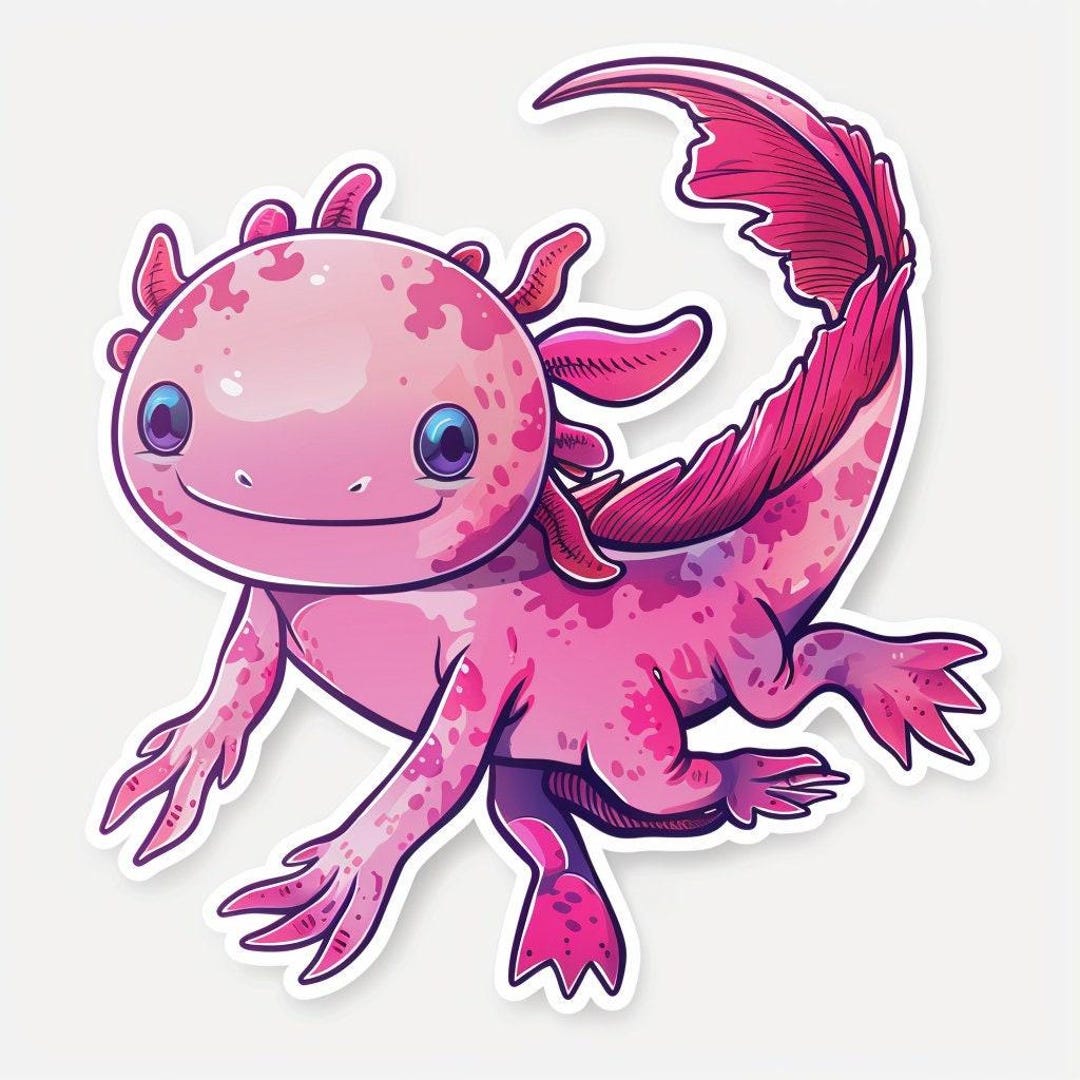 Axolotl Car Sticker – Cute Newt Sticker for Car – Kawaii Axolotl ...