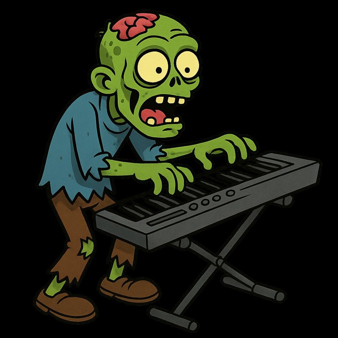 Zombie Playing Keyboard Sticker Outdoor Uv-resistant Vinyl Sticker Made ...