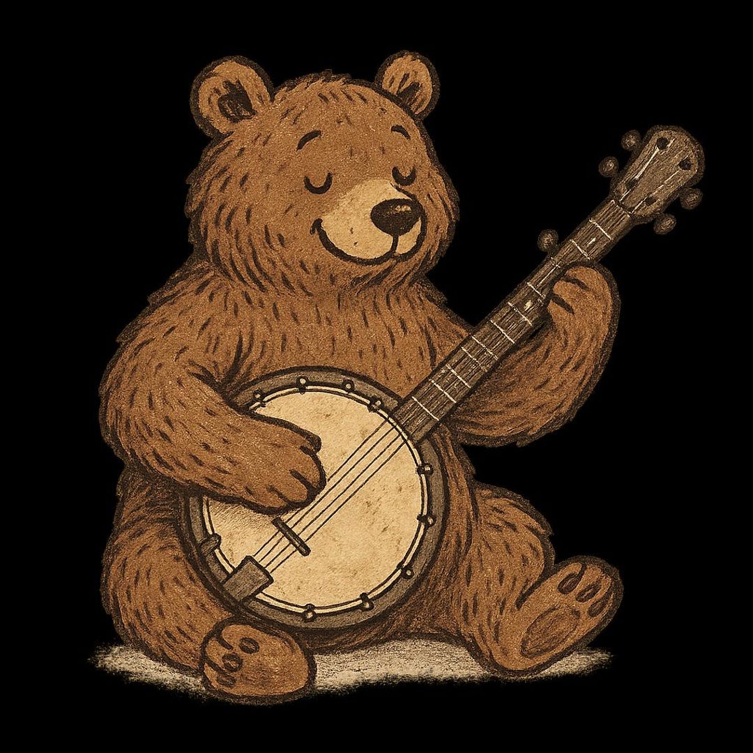 Bear Playing Banjo Sticker Outdoor Uv-resistant Vinyl Sticker Made of ...