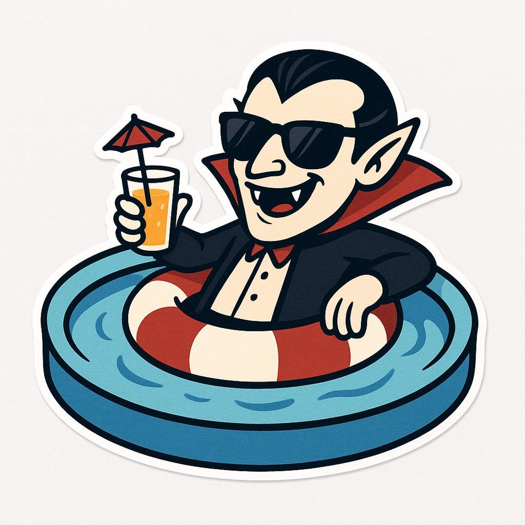 Vampire With Sunglasses at the Pool – Funny Car Sticker – Weatherproof ...