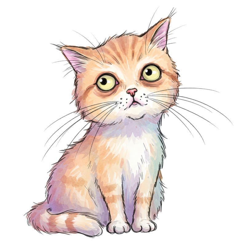 5x Watercolor Cat Stickers, 5 Different Designs | Funny, Quirky | Car ...