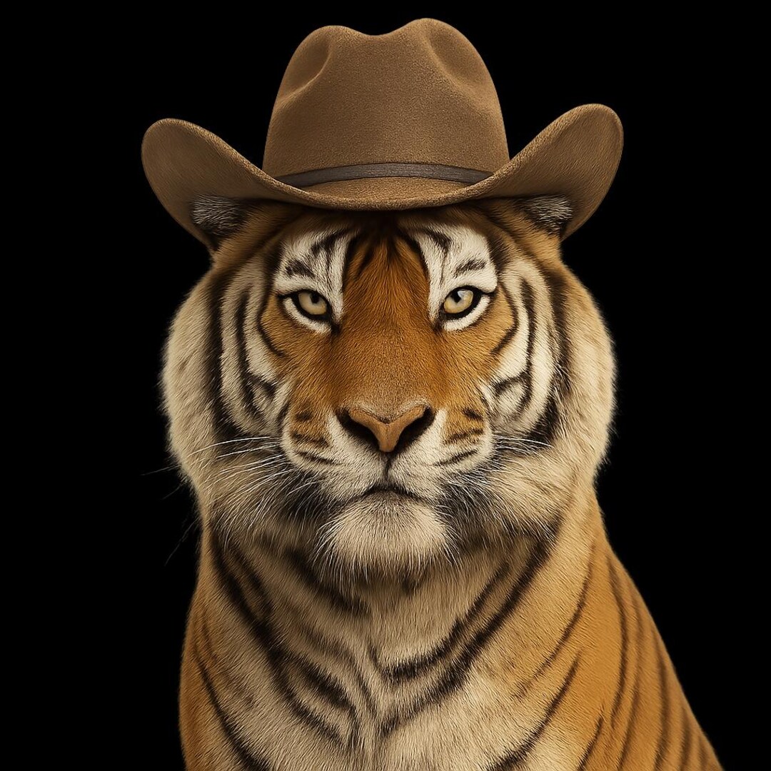 Tiger With Cowboy Hat Sticker Outdoor Uv-resistant Vinyl Sticker Made ...