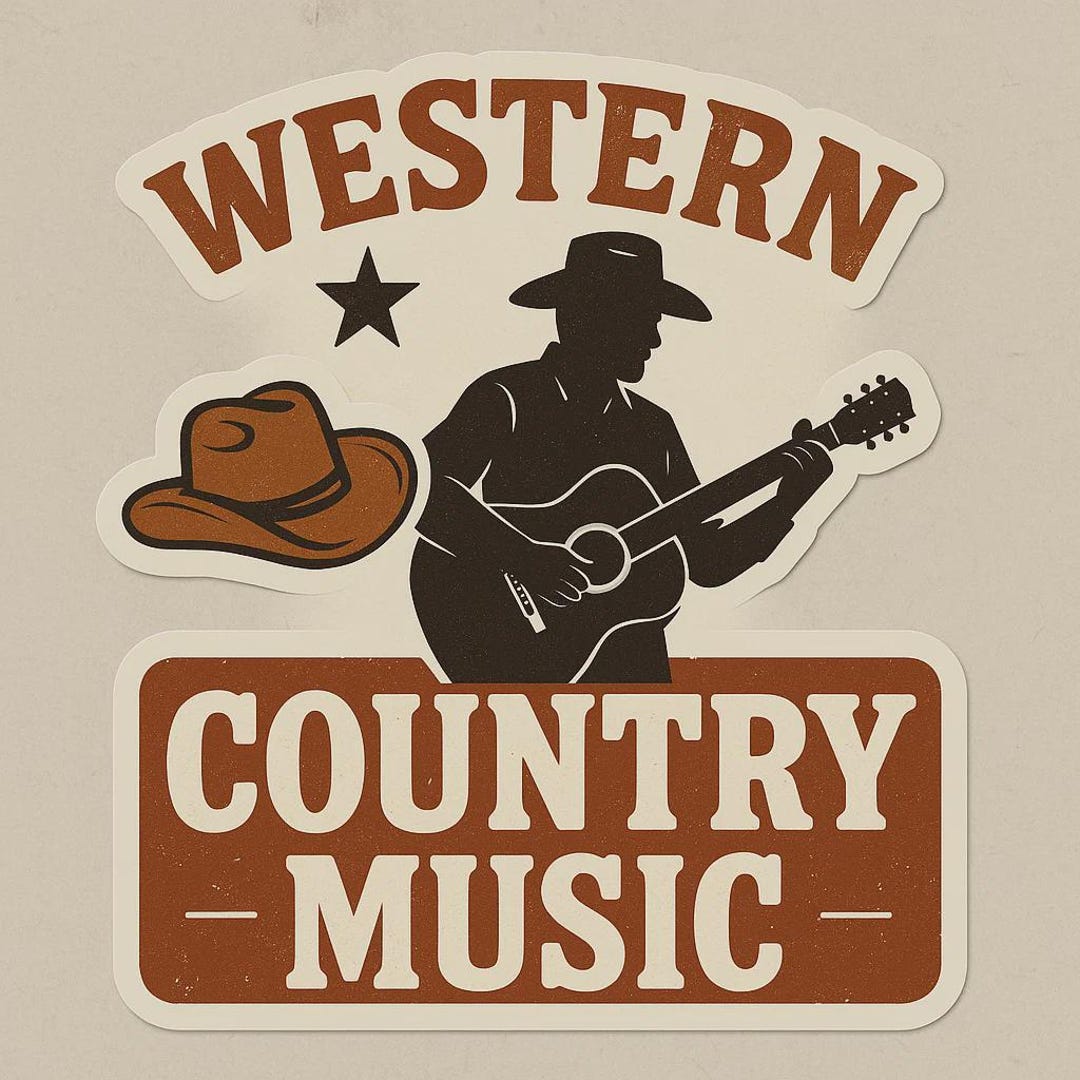 Western Country Music Sticker – Cowboy Guitar Hat Sticker for Car ...