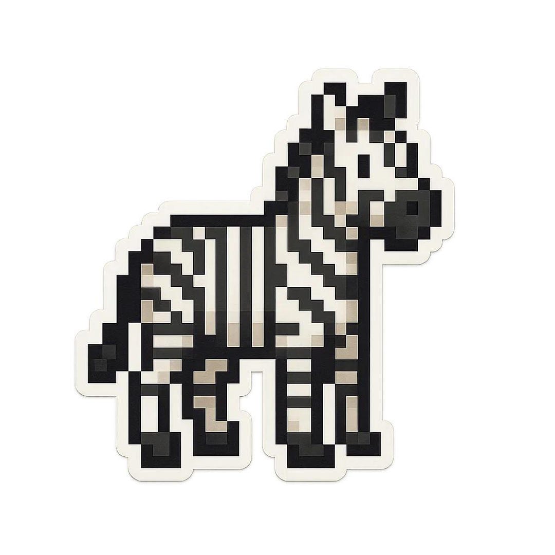 Zebra Pixel Art Sticker – Retro Animal Motif in Pixel Style Sticker for ...