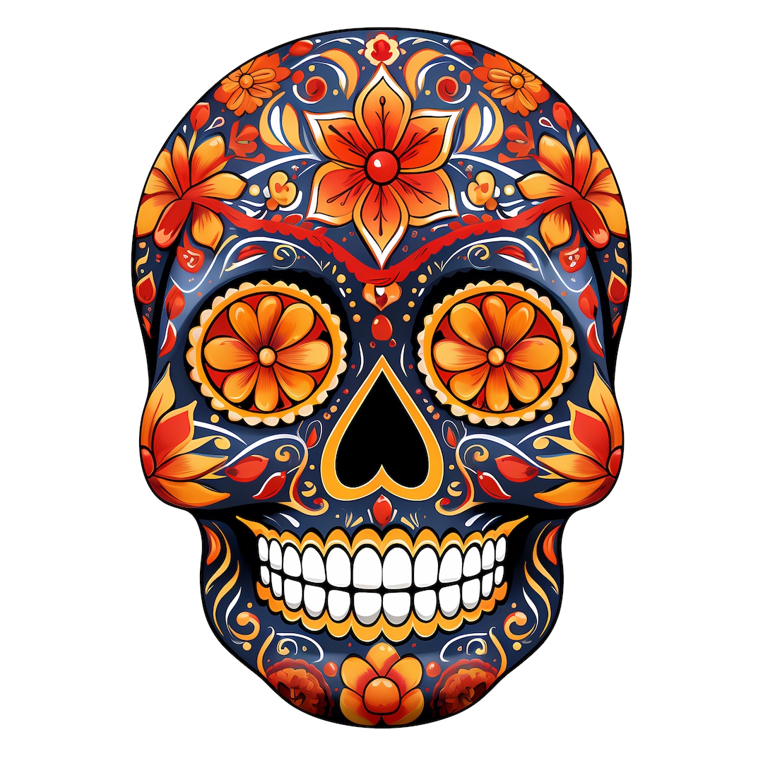 Sugar Skull Sticker – Colorful Calavera Sticker in Dia De Los Muertos ...