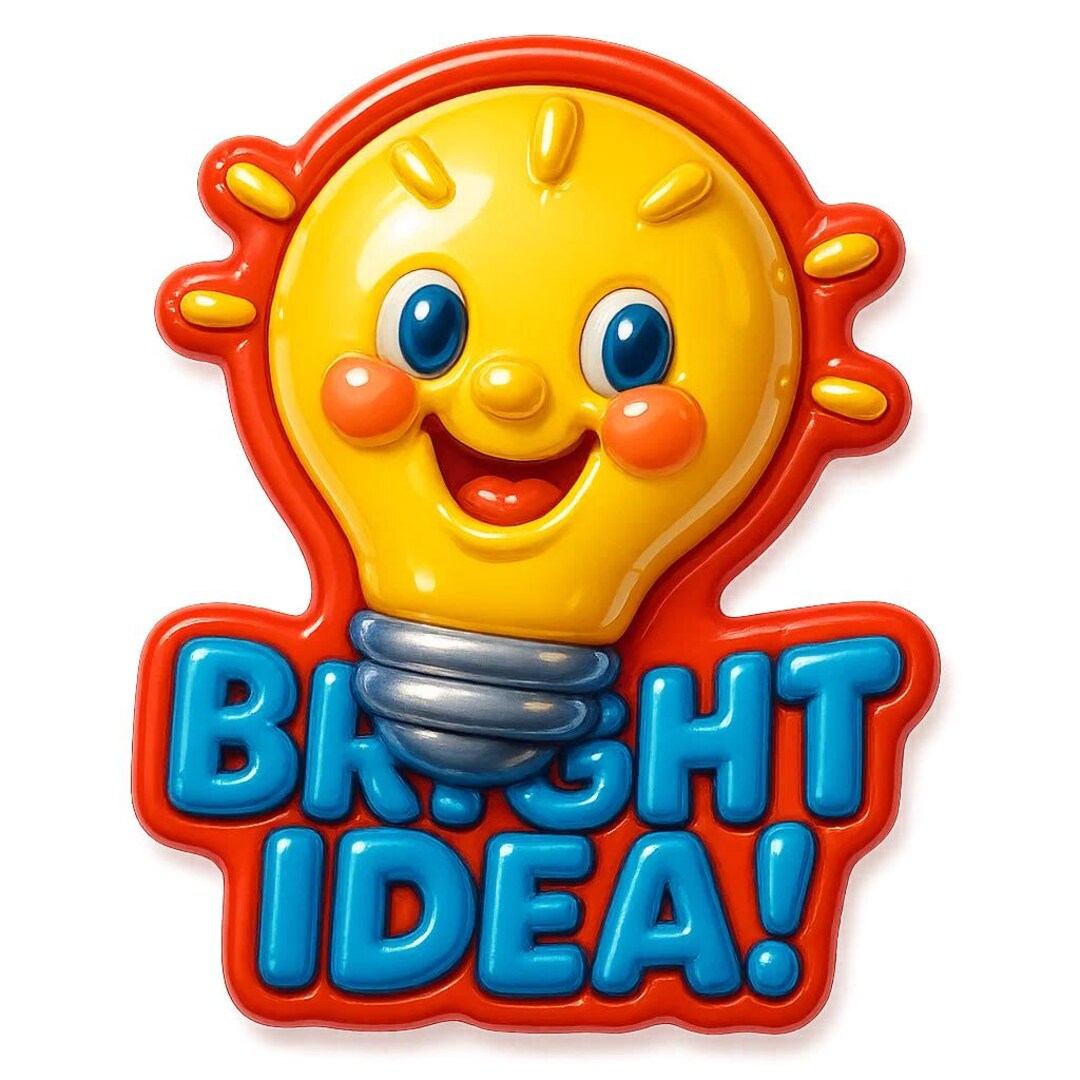 Lightbulb With Face – Saying “bright Idea!” – Funny Cartoon Sticker ...