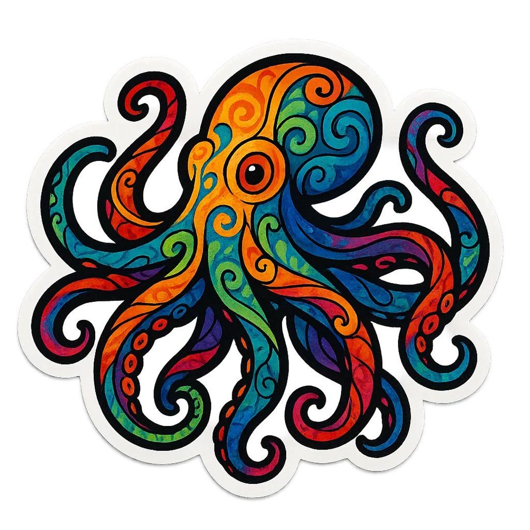 Colorful Octopus Sticker Colorful Sea Motif Sticker for Laptop Car ...