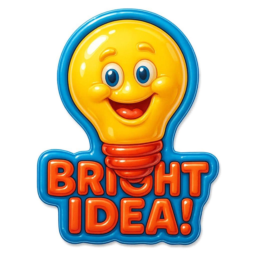 Lightbulb With Face – Saying “bright Idea!” – Funny Cartoon Sticker ...