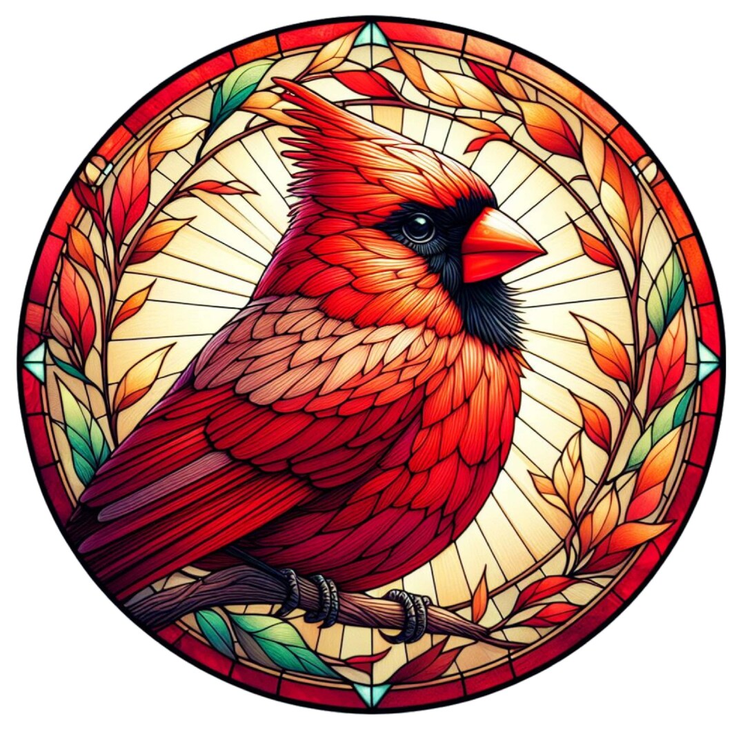 Car Sticker Red Cardinal Stained Glass Sticker Weatherproof Outdoor ...