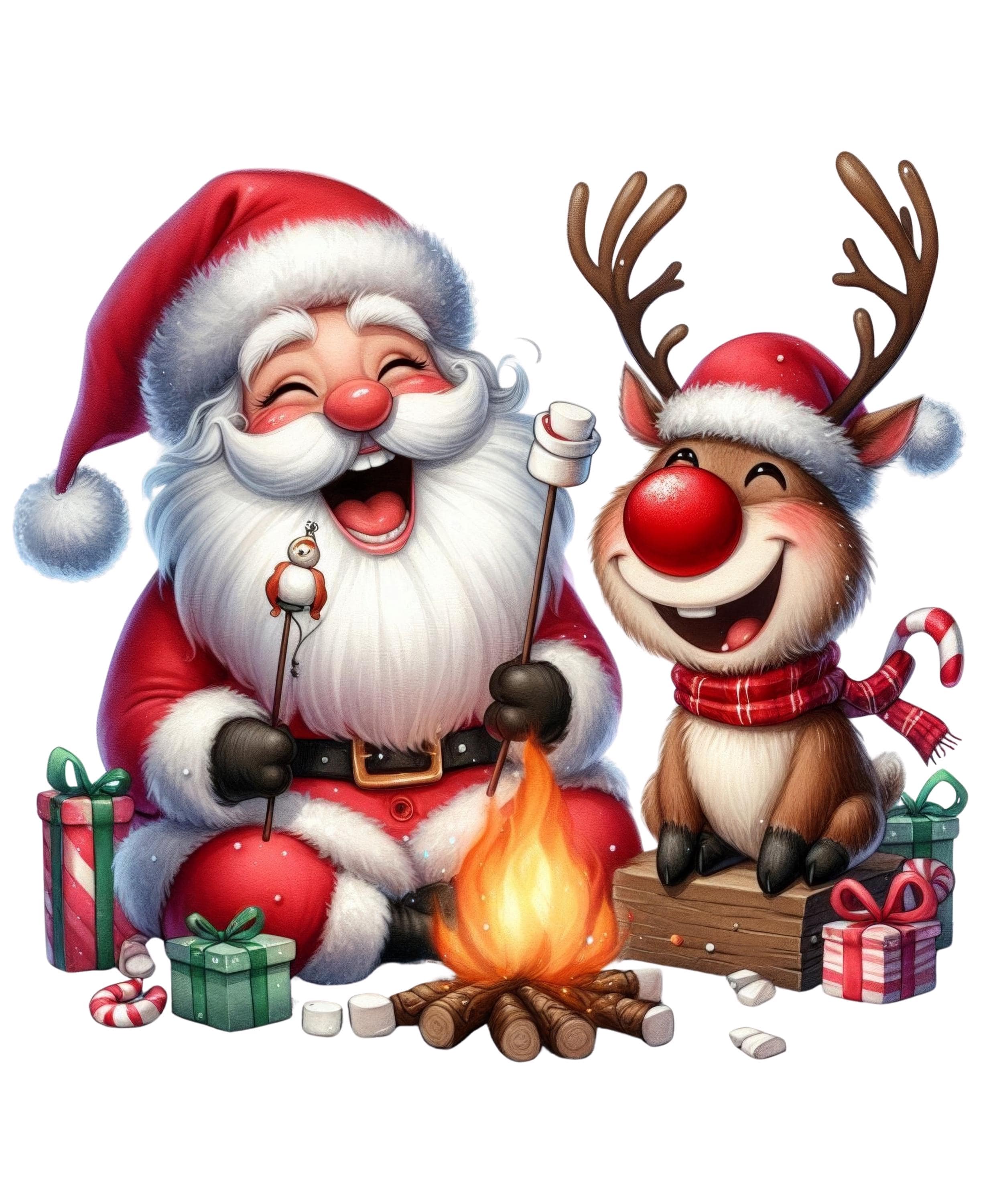 Süßer Weihnachtsmann & Rentier Sticker – Lustiger Weihnachts Aufkleber ...