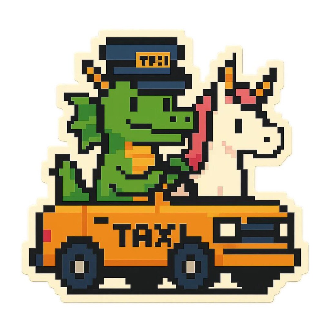 Dragon as a Taxi Driver With a Unicorn Passenger – Funny Cartoon ...