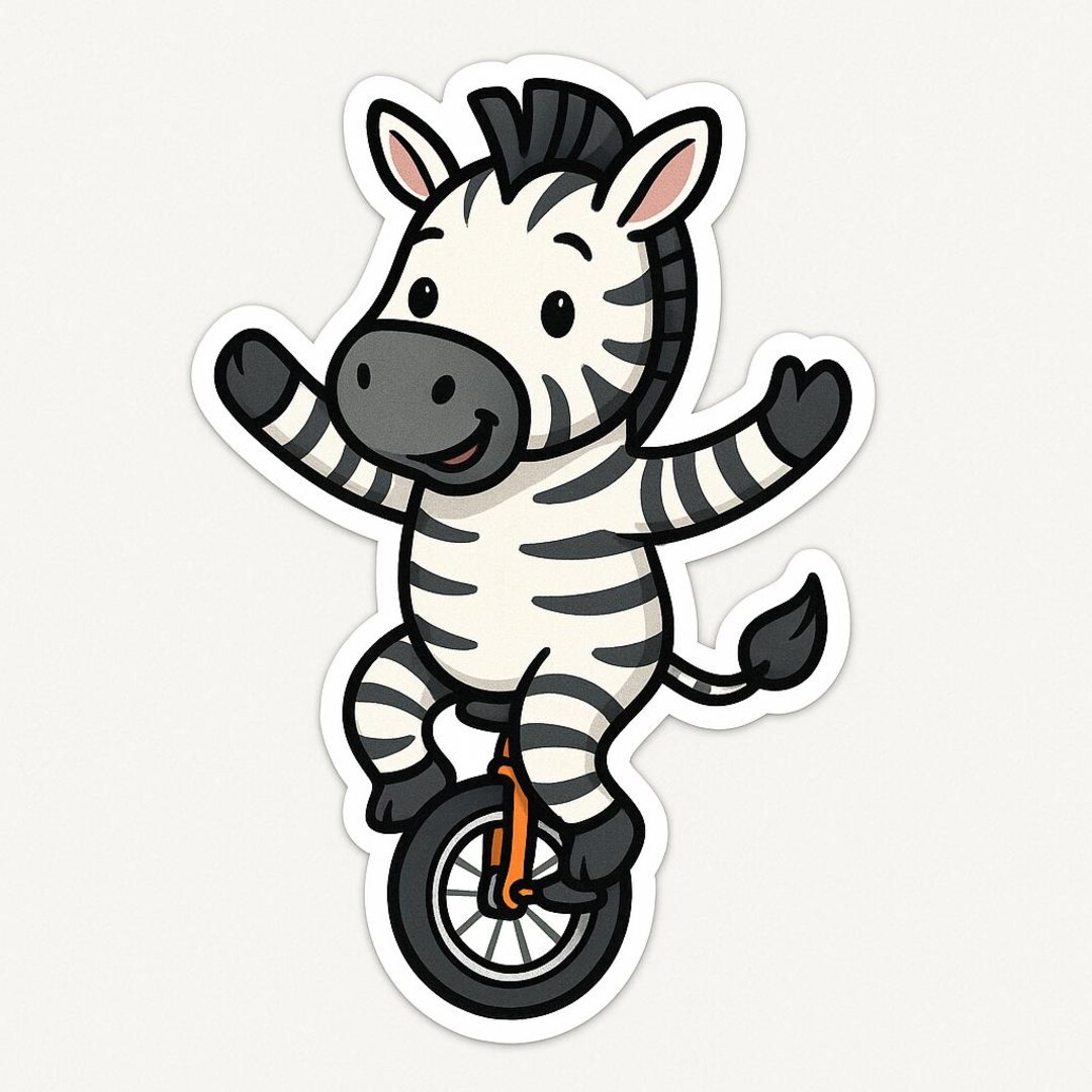 Zebra on Unicycle Sticker – Funny Car Sticker – Weatherproof, Artistic ...