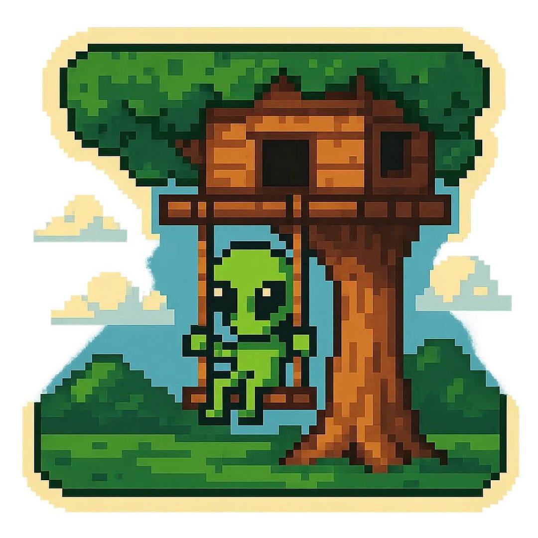 Alien on a Swing in a Treehouse Sticker – Funny Car Sticker ...