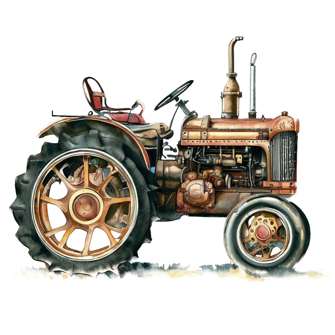 Tractor Sticker Watercolor – Vintage Agricultural Machinery Sticker for ...