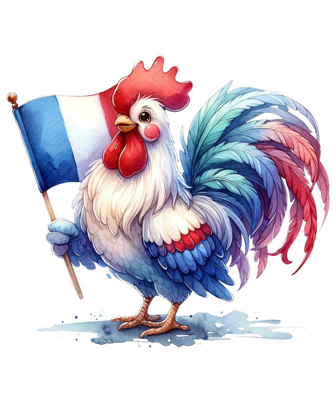French Rooster Sticker With French Flag | Country Animal Sticker ...