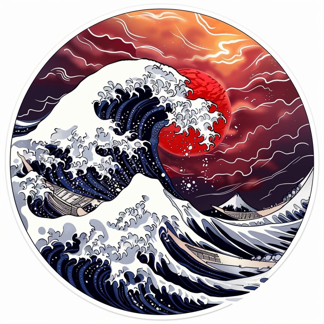 Car Sticker Japanese Waves Sticker Weatherproof Outdoor Vinyl Sticker ...