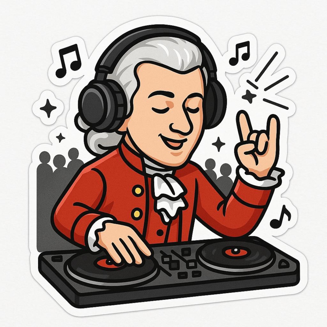 Mozart as a DJ in the Club Sticker – Funny Car Sticker – Weatherproof ...