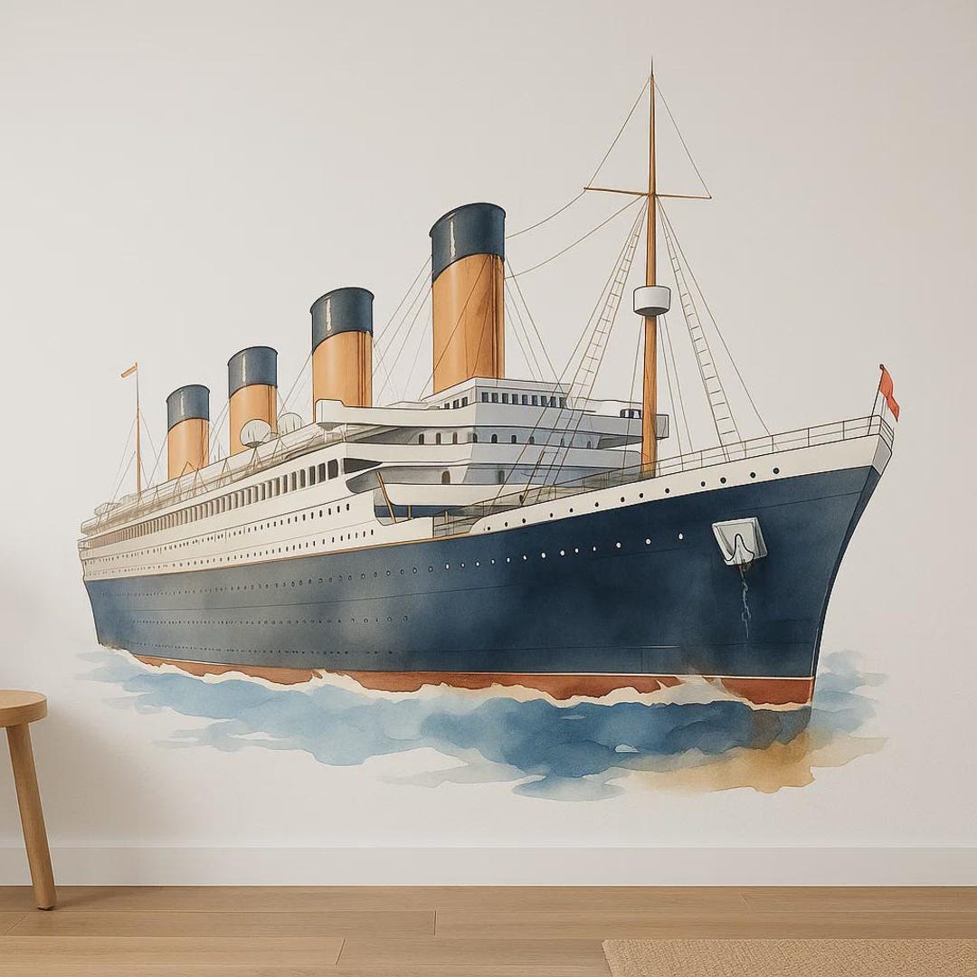 Titanic Wall Sticker Watercolor – Historical Ocean Liner Design as ...