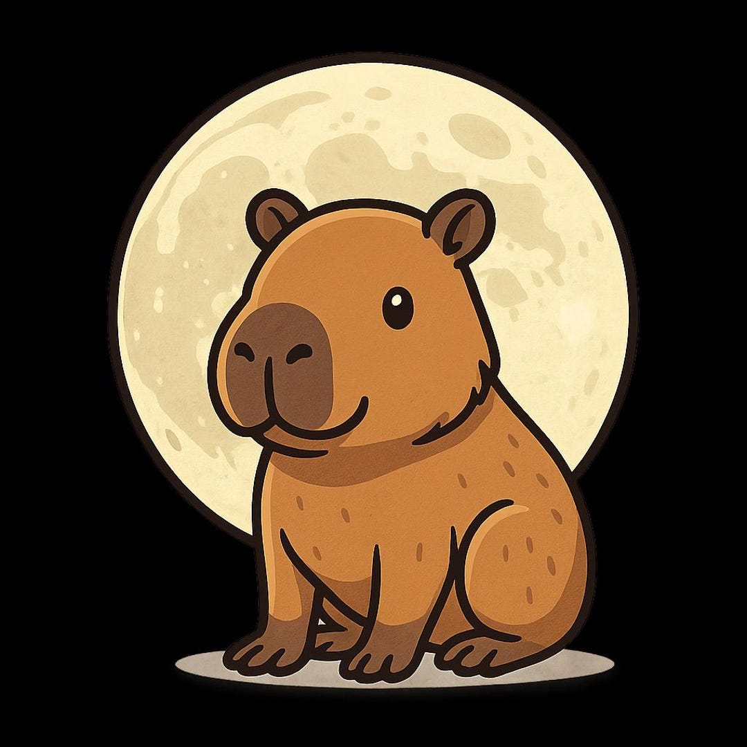 Capybara in the Full Moon Sticker Outdoor Uv-resistant Vinyl Sticker ...