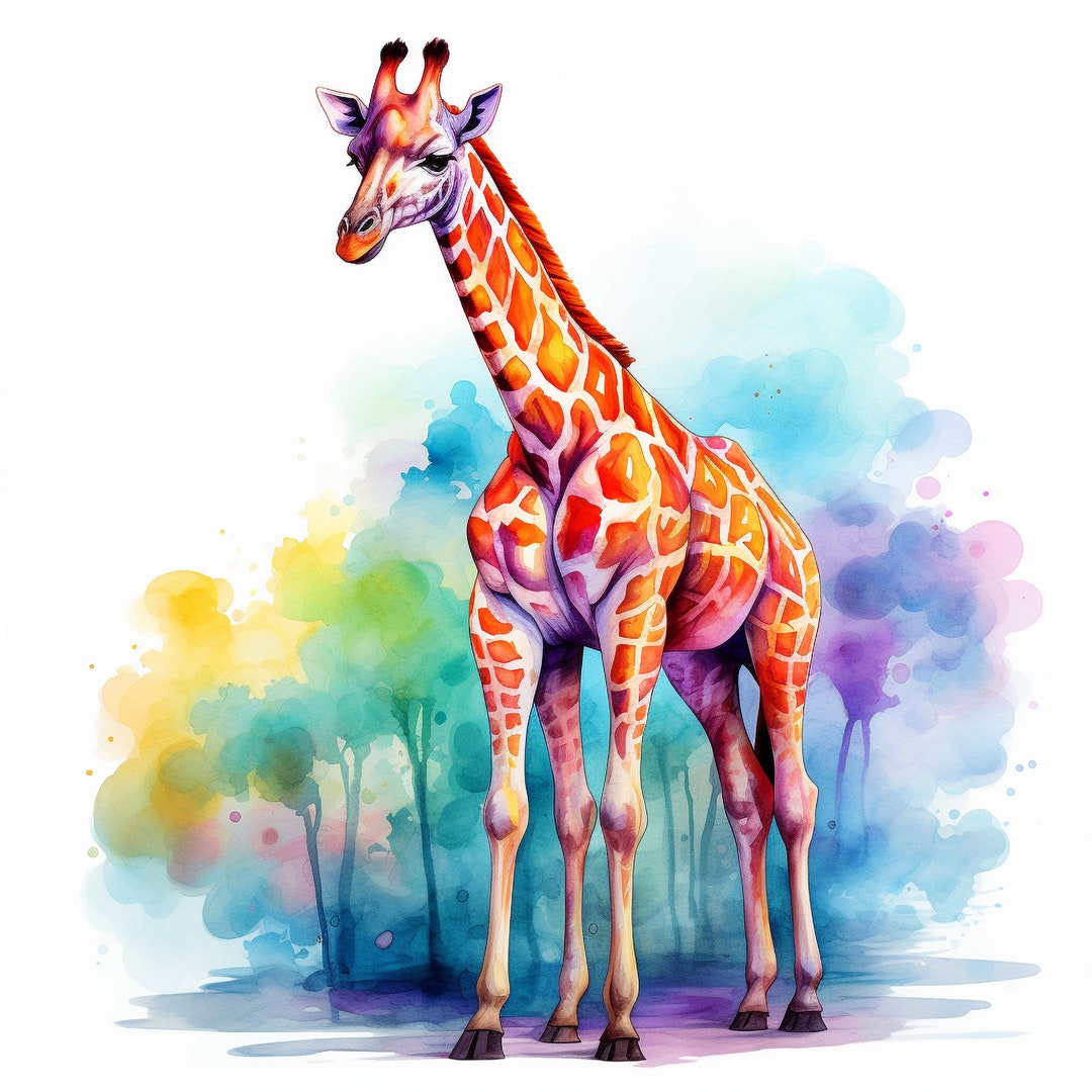 Watercolor Giraffe Sticker Colorful Animal Stickers Hand Painted ...