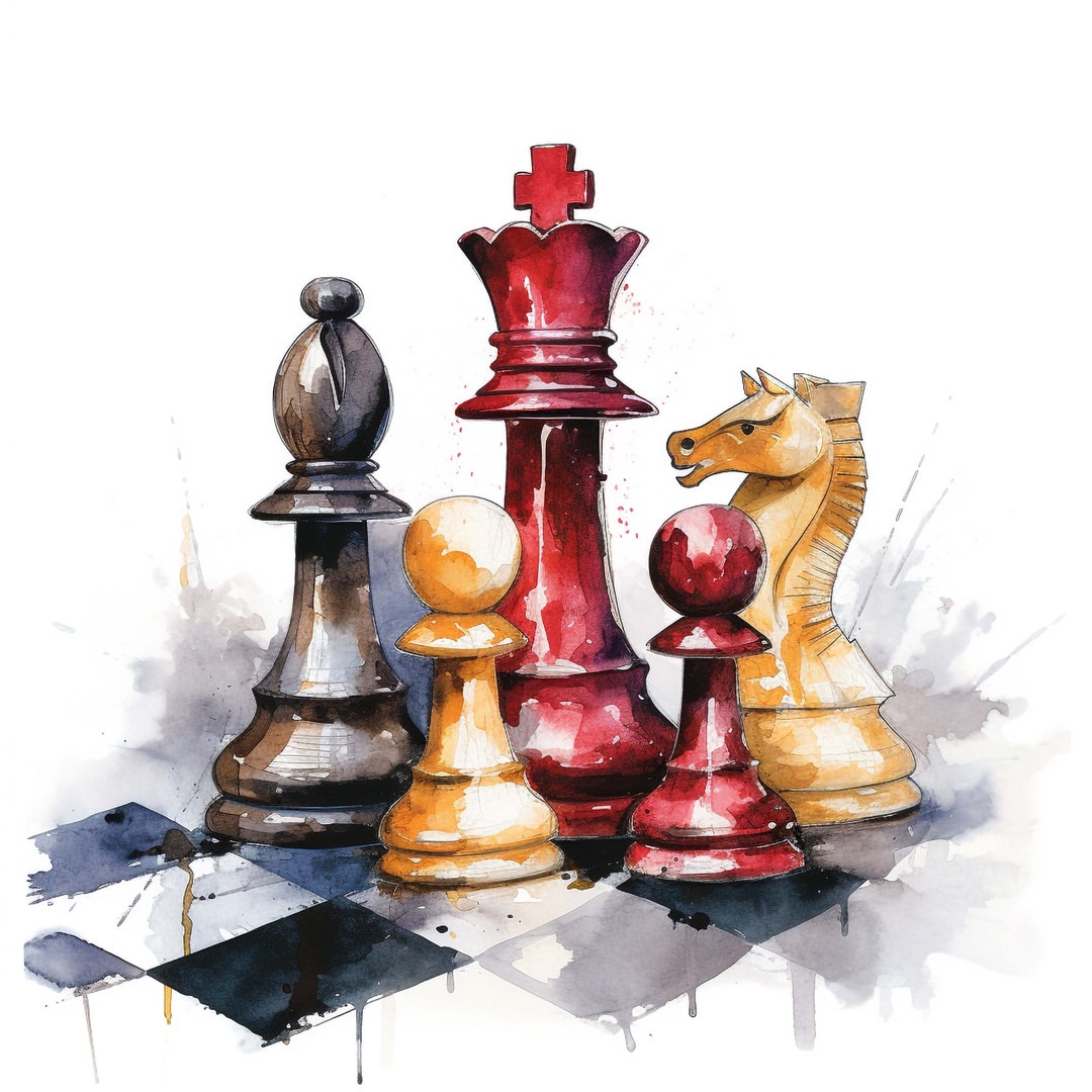 Watercolor Chess Sticker Chessboard Sticker Board Game Sticker Playroom ...