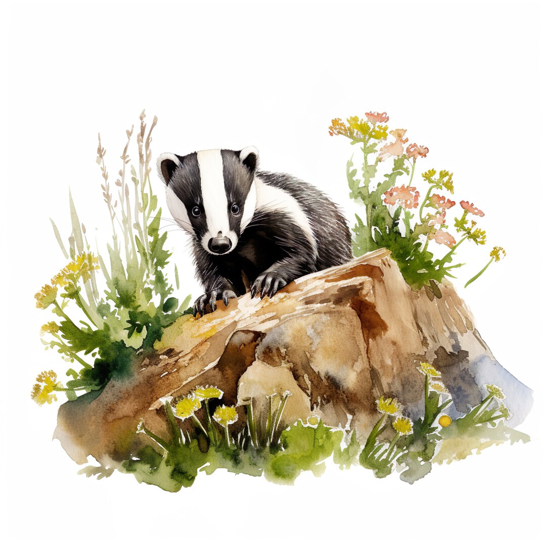 Car Decal Sticker Adorable Badger Watercolor Decal Weatherproof Outdoor ...