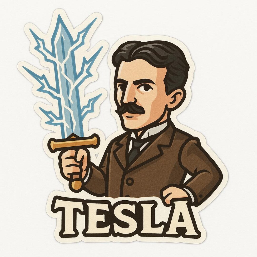 Tesla With Thunder Sword Sticker – Epic Car Sticker – Weatherproof ...