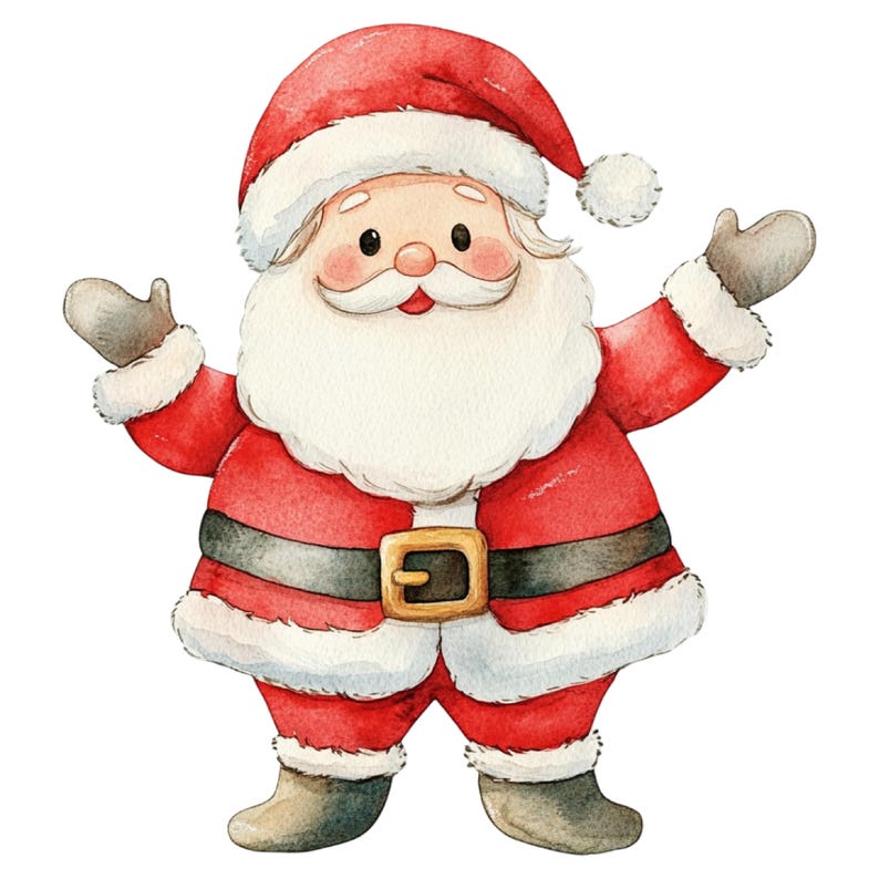 4X Süßer Weihnachtsmann Sticker Aquarell Adorable Santa Watercolor ...