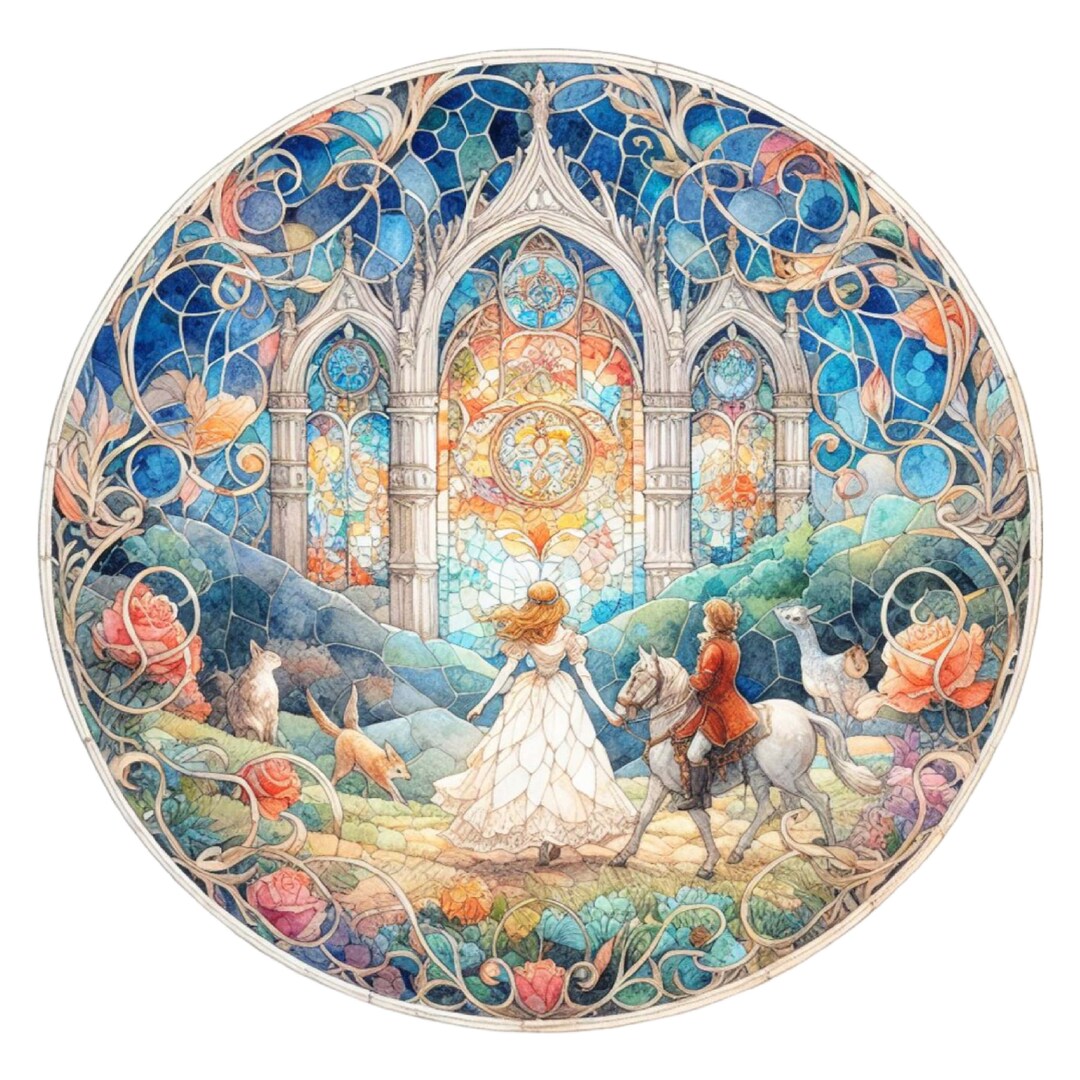 Car Sticker Stained Glass Fairy Tale Decal Weatherproof Outdoor Vinyl ...