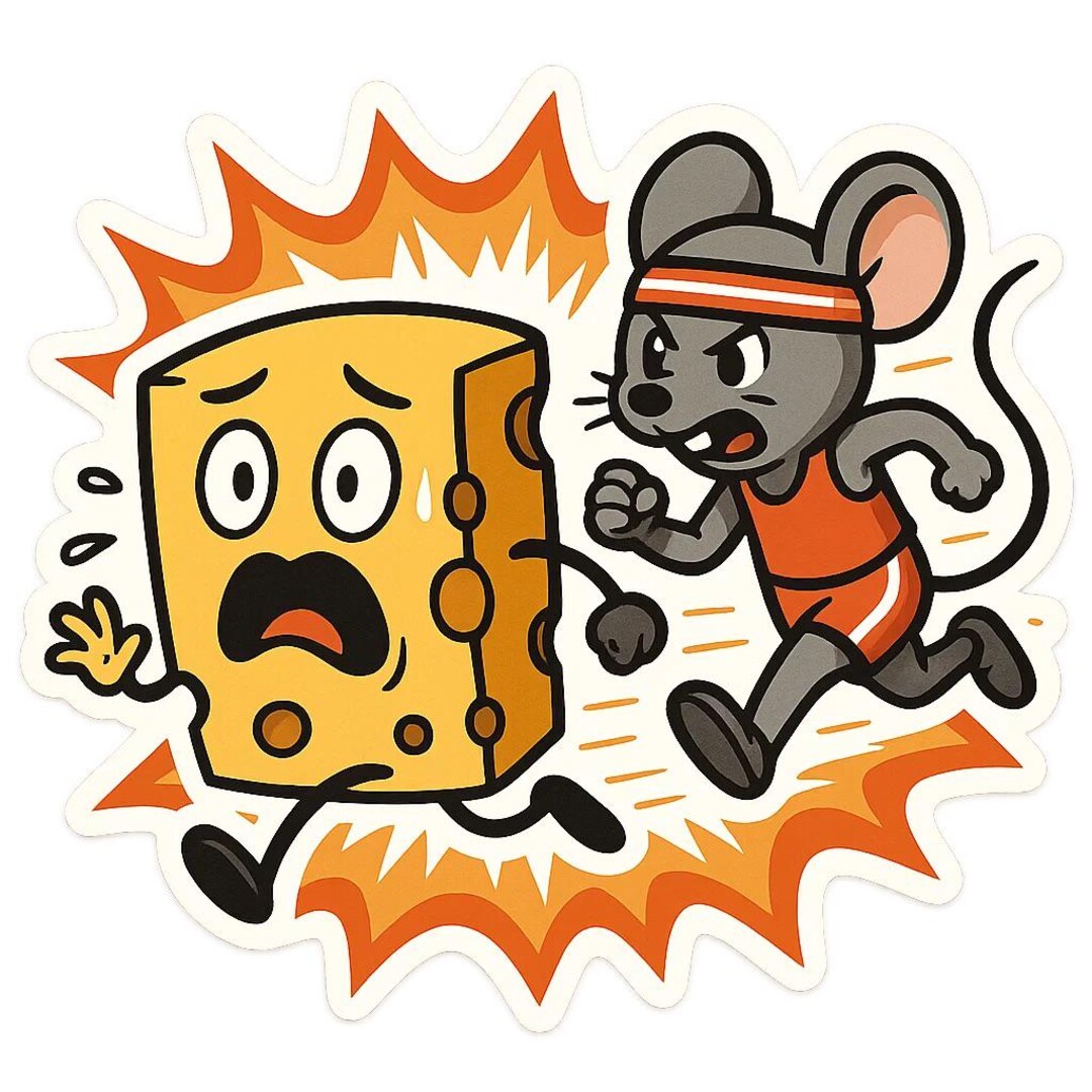 Cheese Escape Sticker | Cartoon Cheese Runs Away in Panic From a Sporty ...