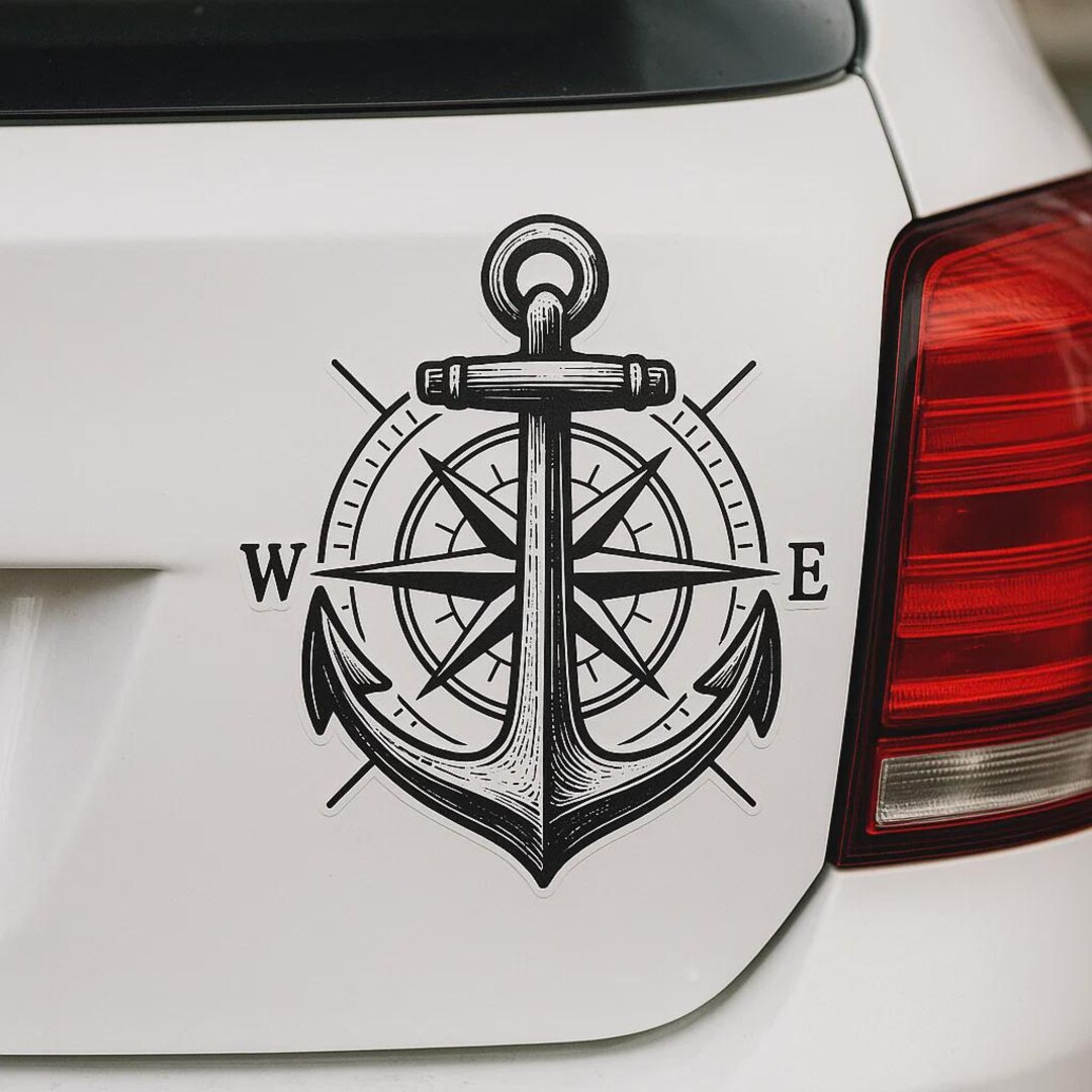 Anchor and Compass Sticker Maritime Sticker for Car Laptop Motorhome ...