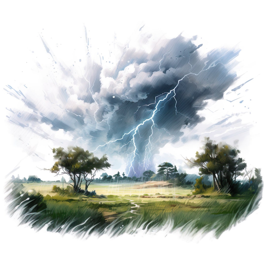 Car Sticker Thunderstorm Landscape Watercolor Sticker Weatherproof ...