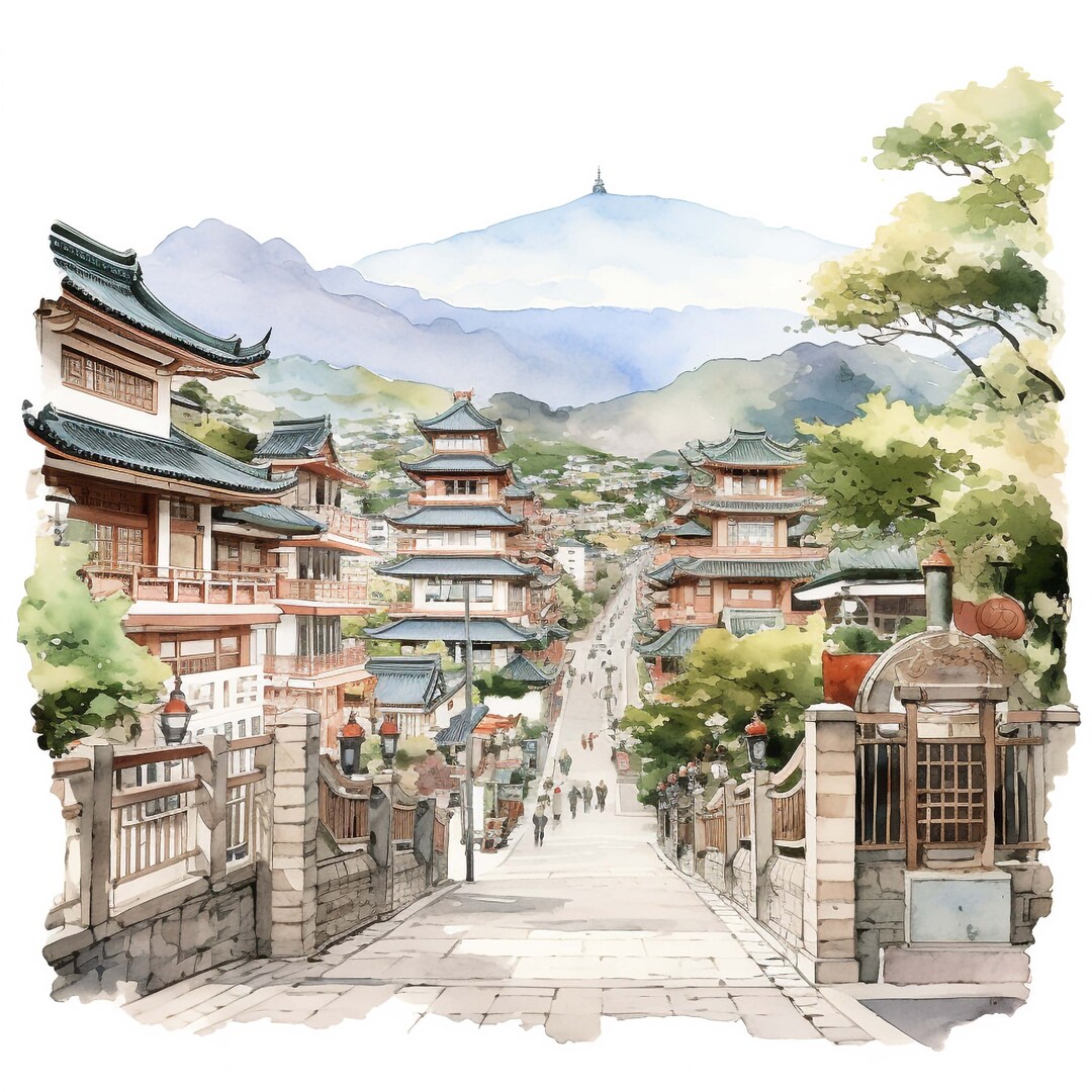 Asian Pagoda Sticker Car Sticker Japan Wall Decal Watercolor City Motif ...