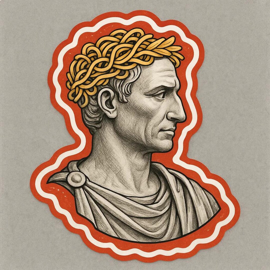 Julius Caesar Sticker With Spaghetti Crown Comic Sticker for History ...