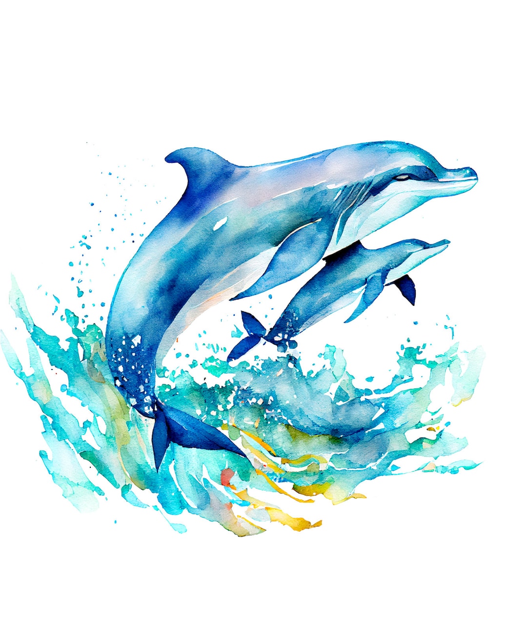 Dolphins Sticker Watercolor Car Sticker Wall Decal Sea Animals Sticker ...