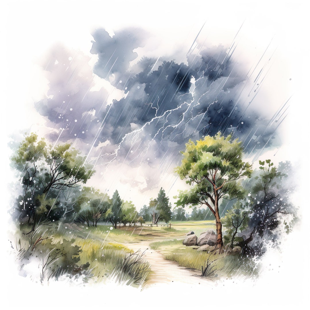 Car Sticker Thunderstorm Landscape Watercolor Sticker Weatherproof ...