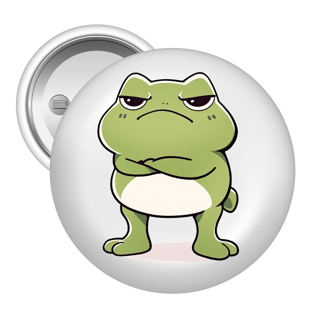 Handmade Buttons With Grumpy Animal Emoji Motif Individual Badges ...